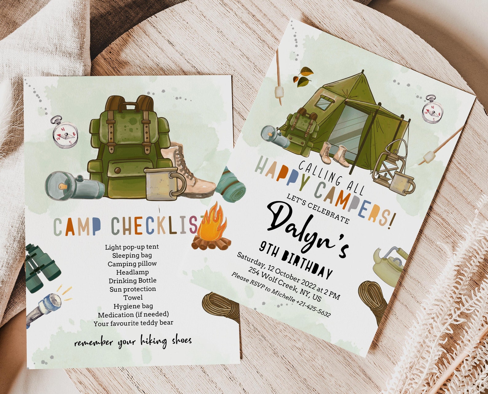 Editable Boy Camp Party Invitation Camp Out Birthday Invite Outdoor ...