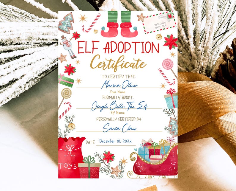 Editable Elf Adoption Certificate, Adopt an Elf Card, Elf Activities ...
