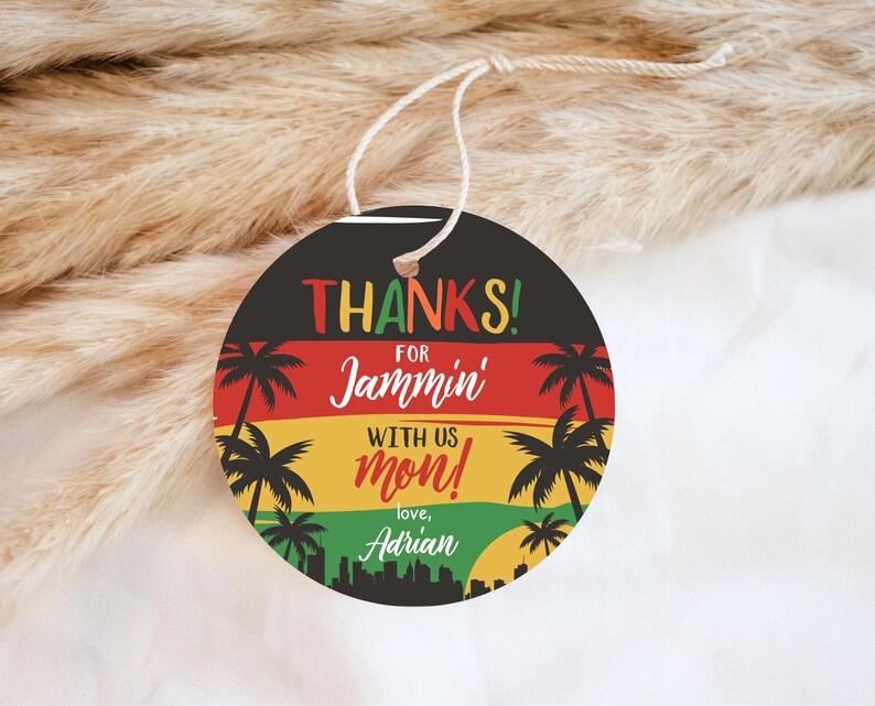 Editable Reggae Birthday Favor Tag Template, Reggae 1st Birthday Party ...