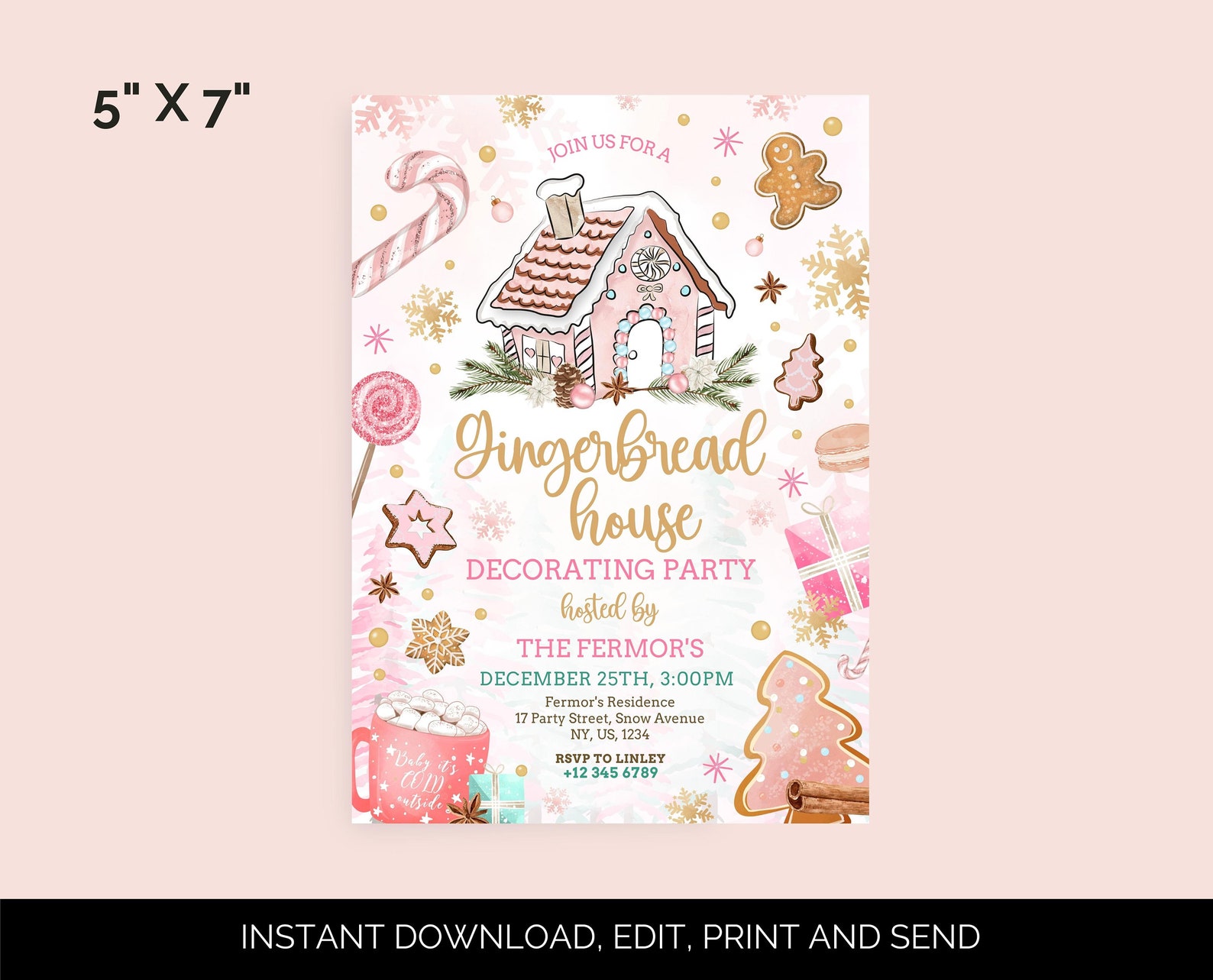 Editable Christmas Gingerbread House Decorating Party - Etsy