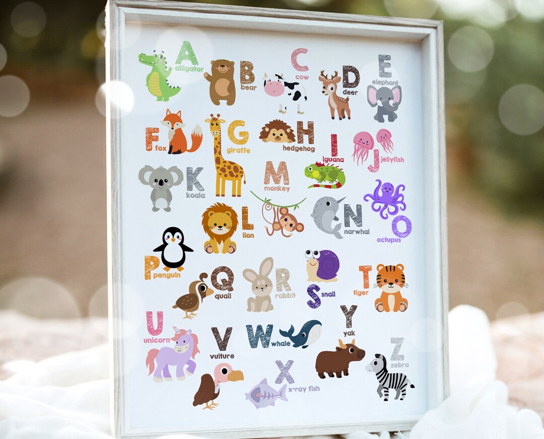 Alphabet Animal Letters Wall Art, Kids Alphabet Wall Art, Printable ...
