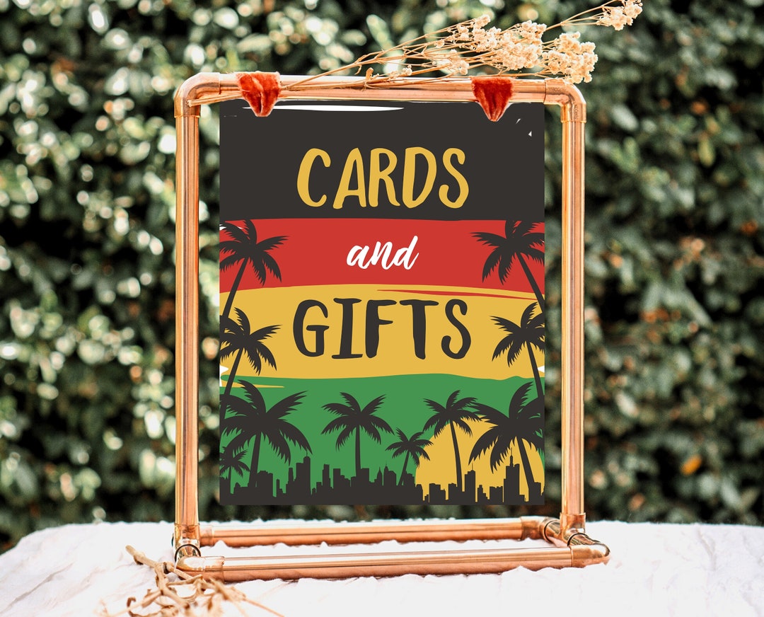 Cards and Gifts Sign Reggae Birthday, Reggae 1st Birthday Sign ...