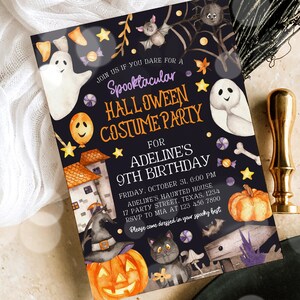 Editable Halloween Costume Party Invitation, Spooky Halloween Birthday ...