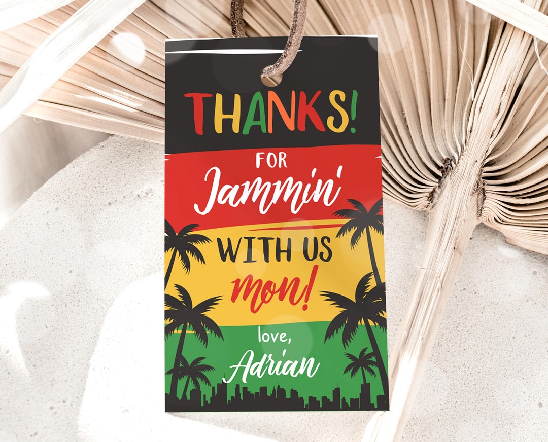 Editable Reggae Birthday Favor Tag Template Reggae 1st - Etsy