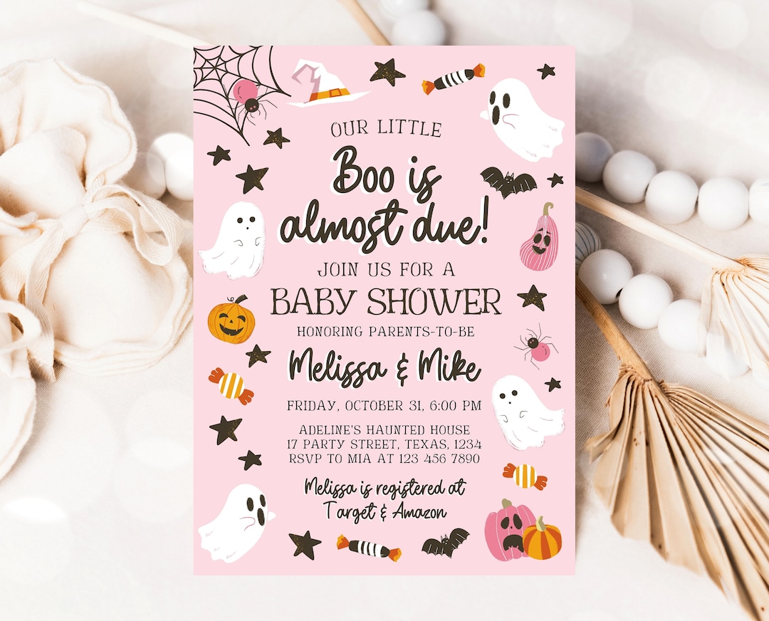 Editable Pink Halloween Baby Shower Invitation A Little Boo - Etsy