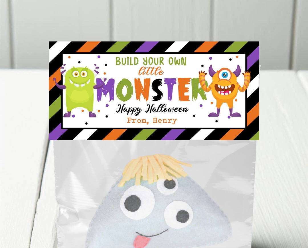 Monster Halloween Bag Topper Template: Editable Party Favor Tag ...