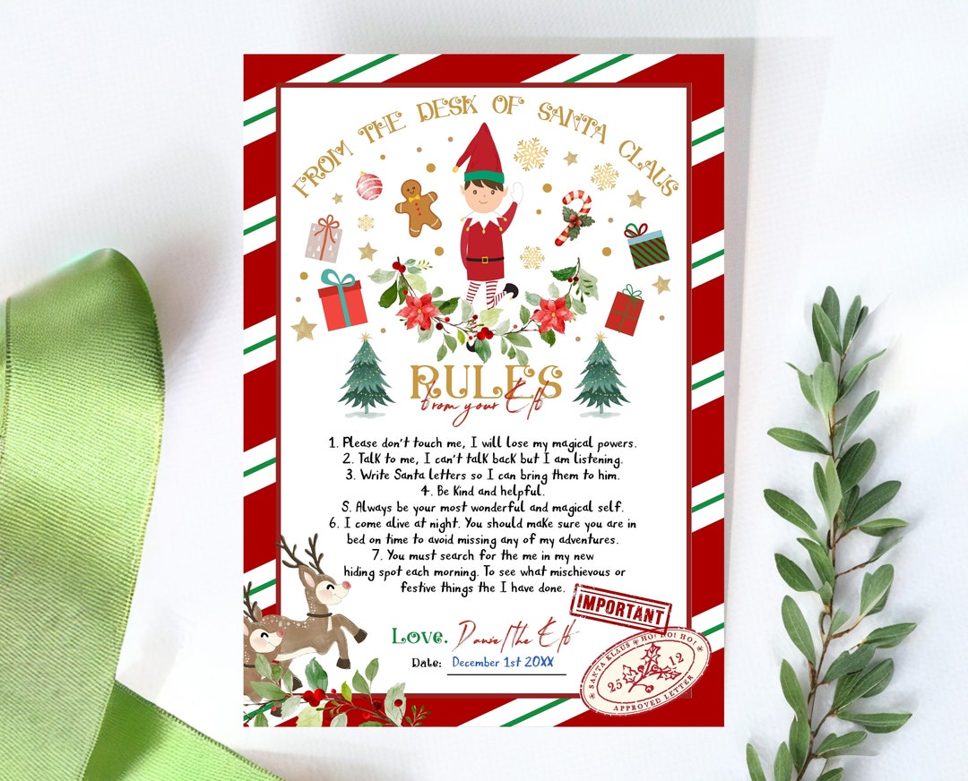 Editable Christmas Elf Magic Rules for Kids Template, Do Not Touch Me ...
