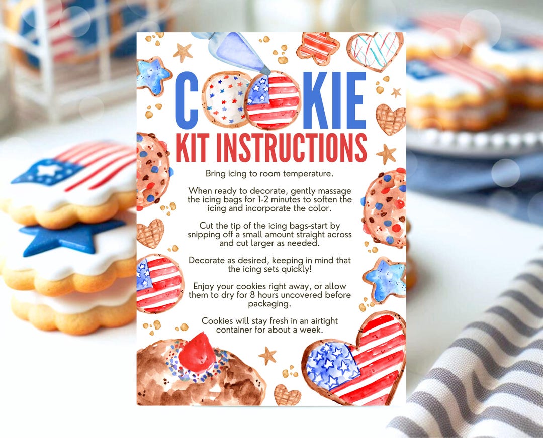 Editable 4th of July Cookie Instructions Card, Decorate Your Own 4th of ...