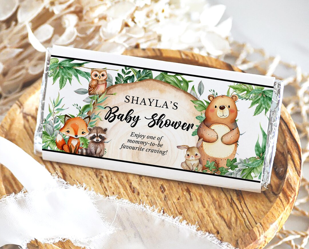 Editable Woodland Baby Shower Chocolate Wrapper, Boy Woodland Baby ...