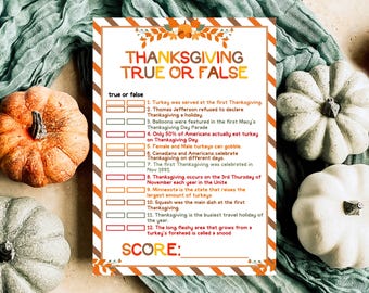 Thanksgiving True or False Game, Printable Thanksgiving Games for Kids ...