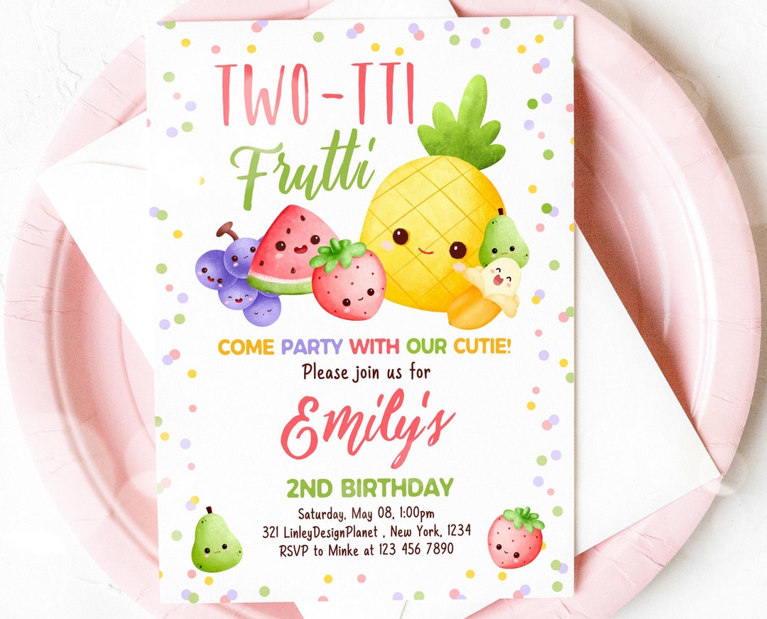 Editable Twotti Frutti Birthday Invitation, Kids Fruity Birthday Party ...