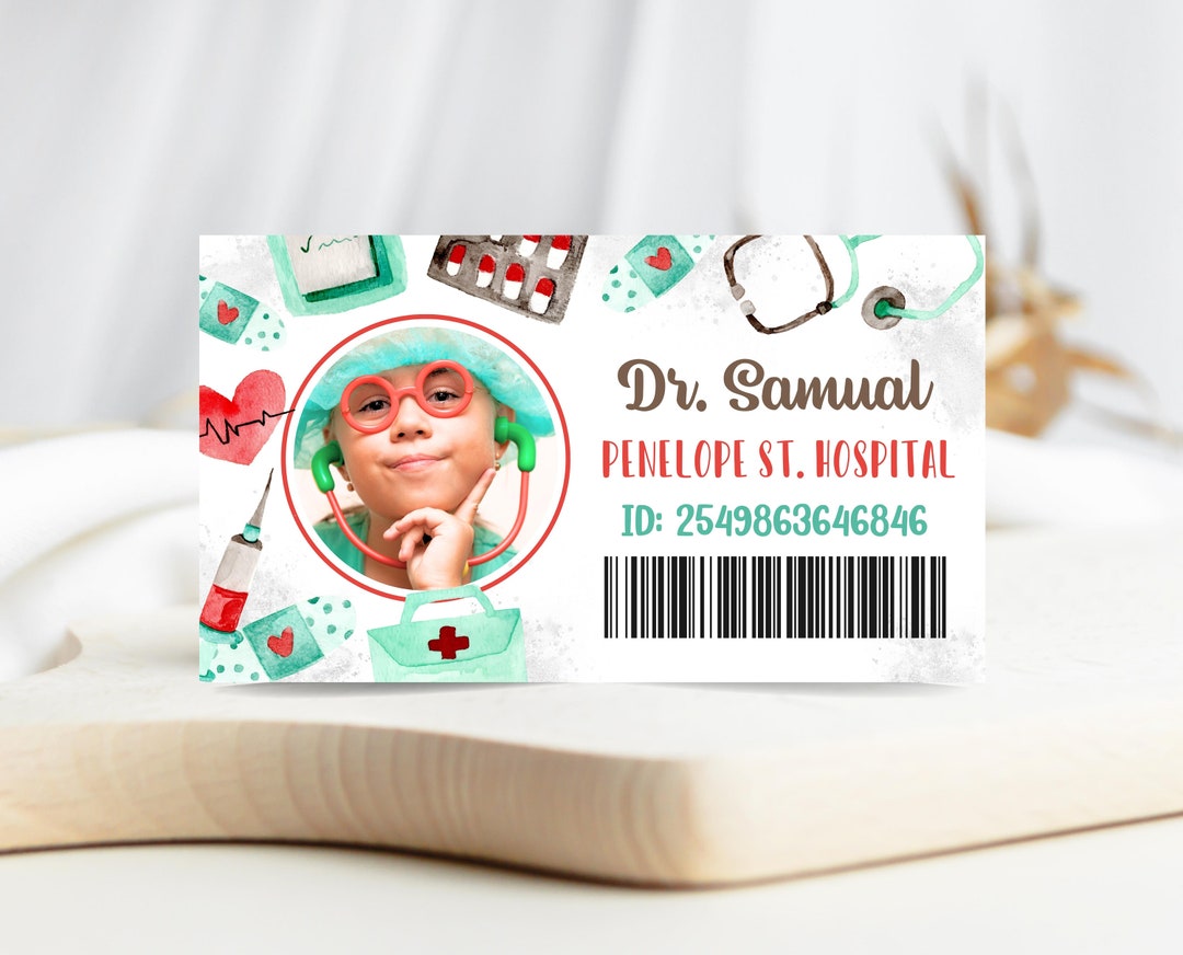 Editable Kids Doctor ID Badge, Printable Medical Badge, Hospital Staff ...