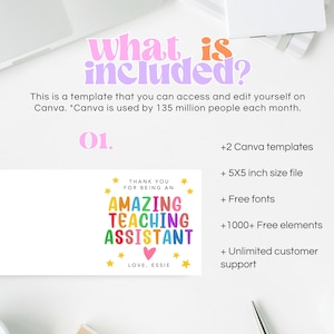 Editable Teaching Assistant Card: Personalized Teacher Appreciation ...