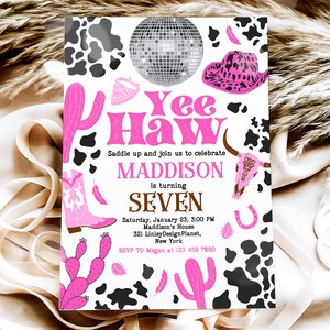Editable Disco Cowgirl Birthday Party Invitation Pink Disco - Etsy