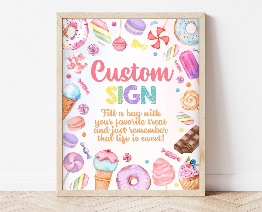 Editable Candy Land Birthday Custom Sign, Pink Sweet Candy Birthday ...