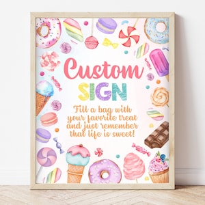 Editable Candy Land Birthday Custom Sign, Pink Sweet Candy Birthday ...
