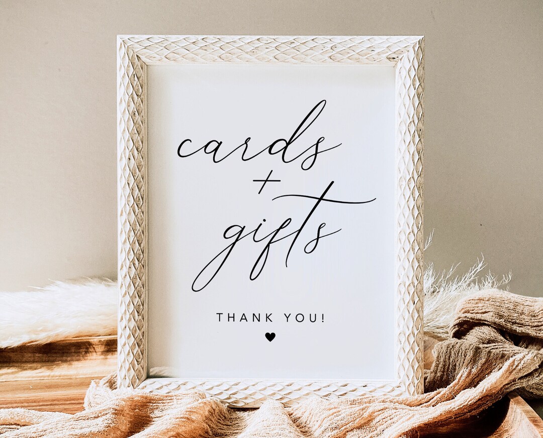 Minimalist Cards and Gifts Sign Template, Simple Gift Table Sign ...