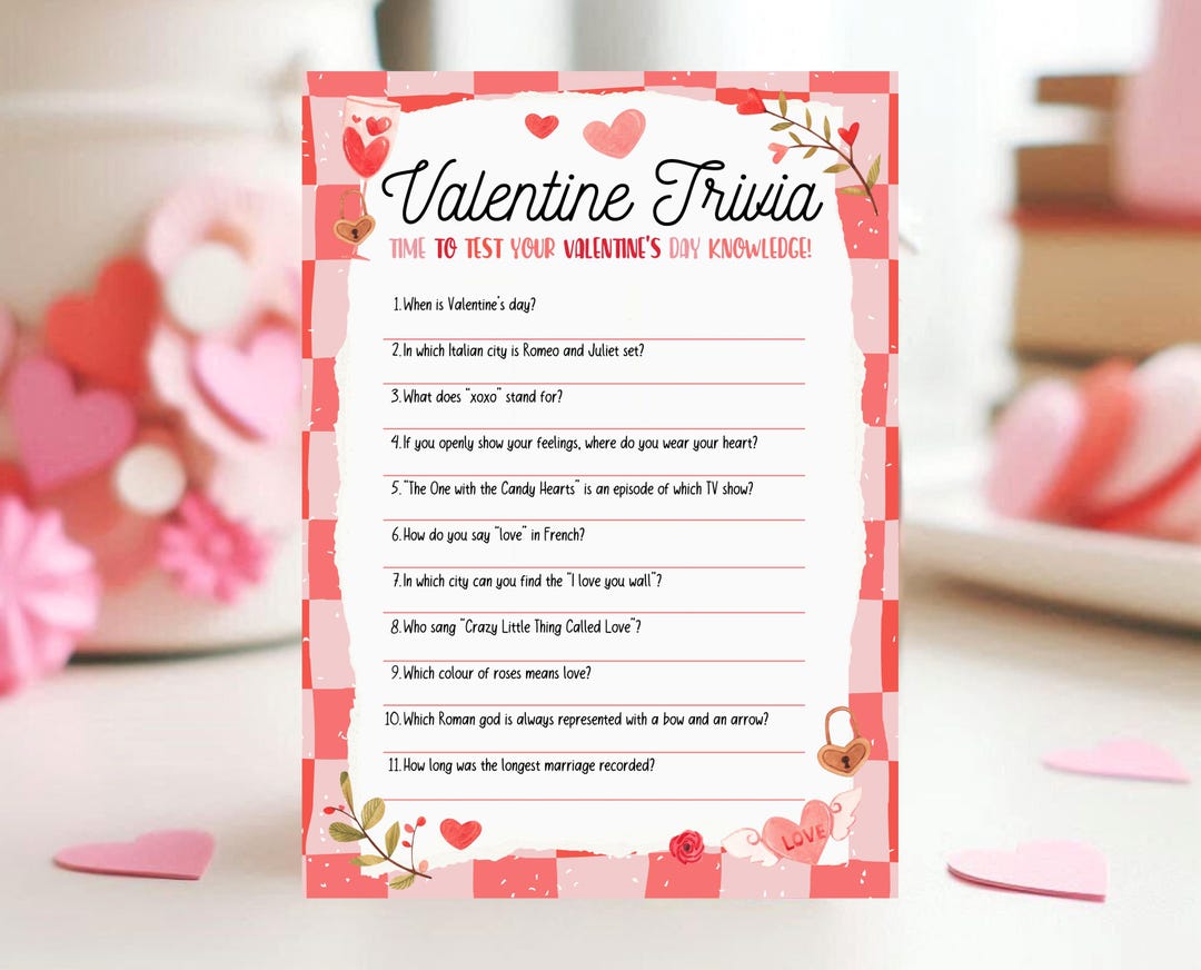 Valentines Day Trivia Game, Valentine Day Party Game for Kids ...