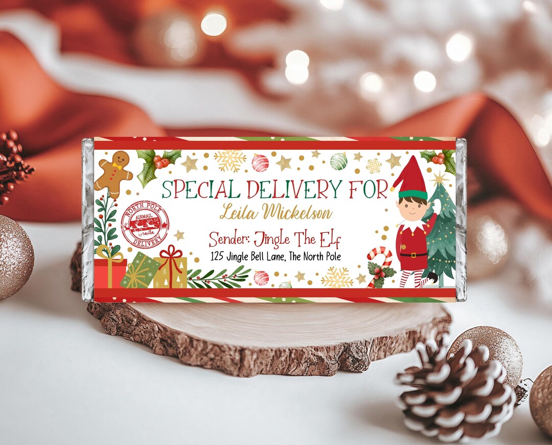 Editable Christmas Elf Bar Wrapper Template, Christmas Chocolate ...