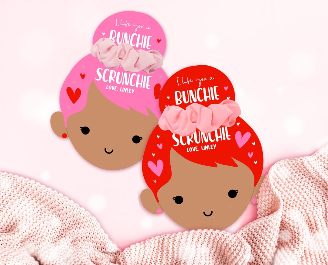 Editable Valentine Scrunchie Card: Classroom Favor Tag (digital ...