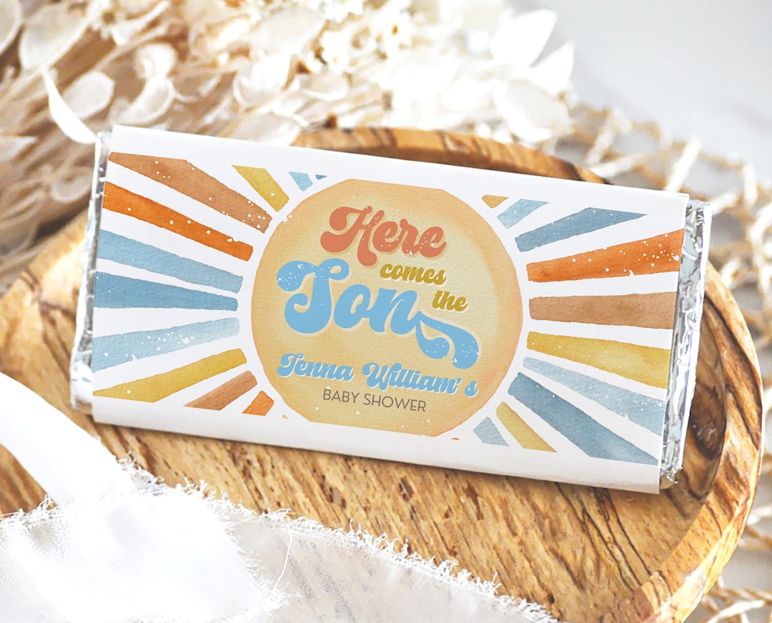 Editable Sunshine Baby Shower Chocolate Wrapper, Here Comes the Son ...