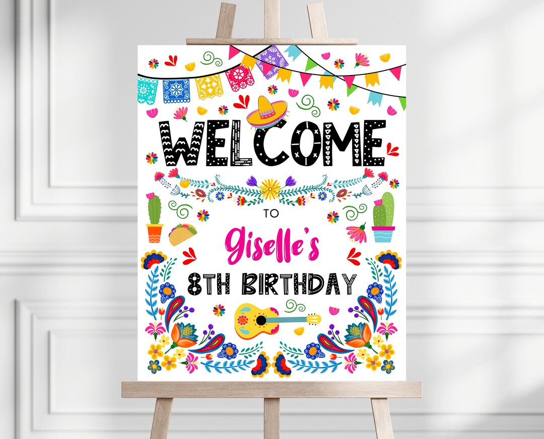 Editable Fiesta Birthday Welcome Sign, Mexican Theme Party Welcome ...