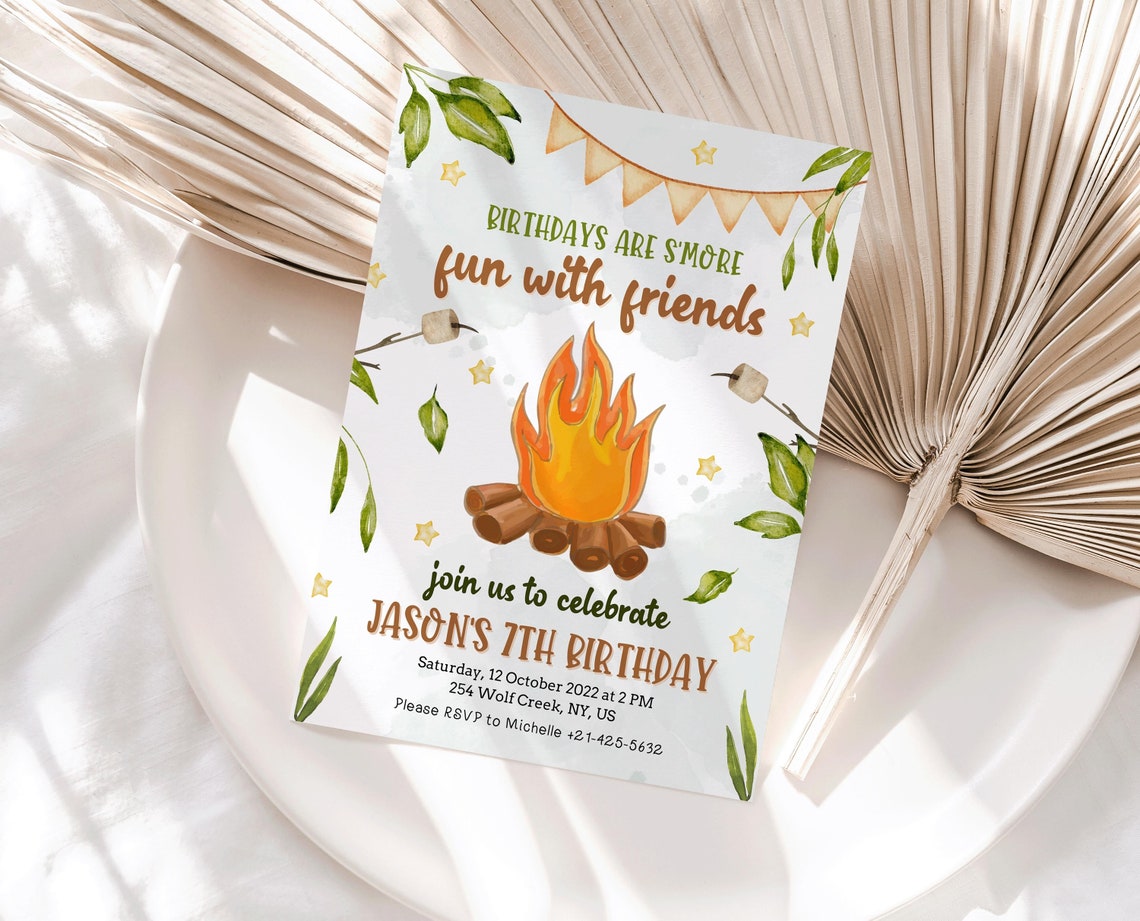 Editable Boy Camp Party Invitation Camp Out Birthday Invite | Etsy
