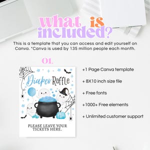 Diaper Raffle Sign Halloween Baby Shower, Blue Baby Shower Game ...