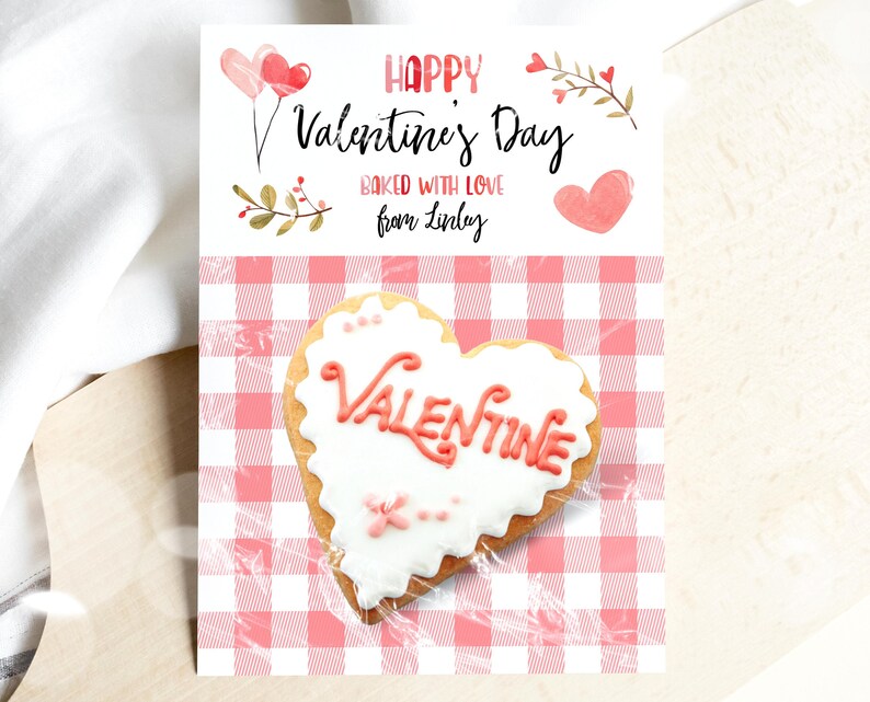 Editable Valentine's Day Cookie Card Happy Valentines Day - Etsy
