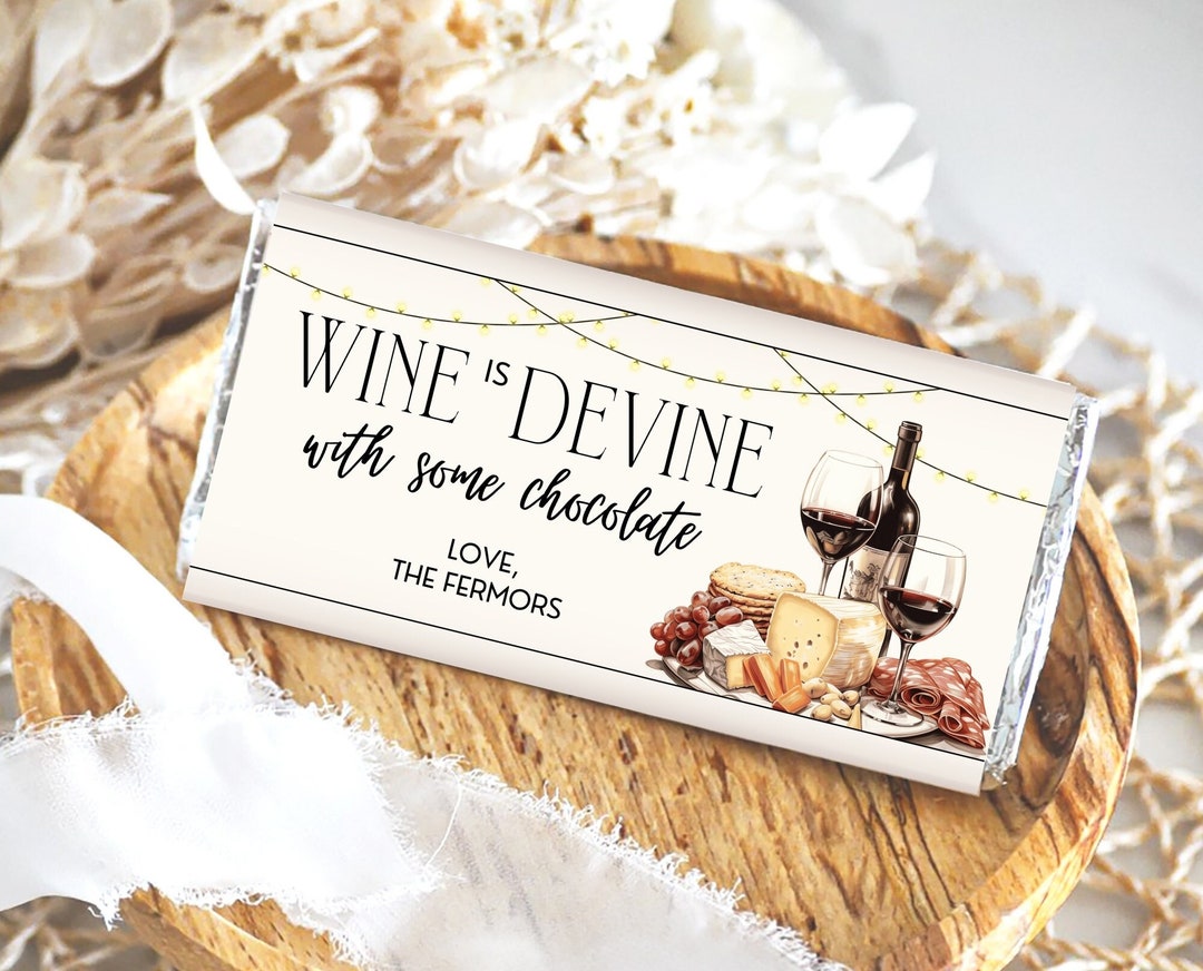 Editable Wine Chocolate Wrapper, Wine and Cheese Chocolate Label, Wine ...
