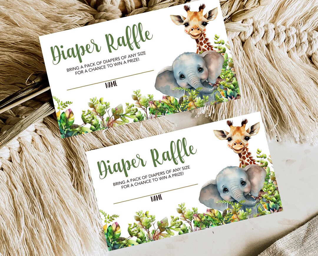 Safari Baby Shower Diaper Raffle Ticket Template, Safari Jungle Baby ...