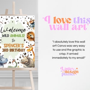 Editable Wild Animals Welcome Sign Template, Party Animals Sign, Zoo ...