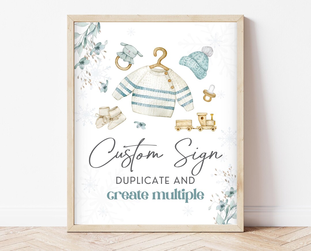 Editable Winter Boy Baby Shower Custom Sign, Winter Baby Shower Custom ...