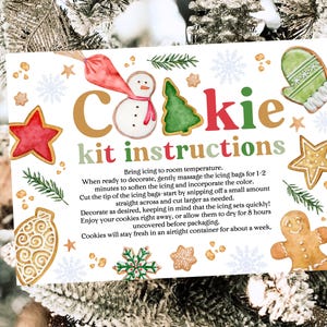 Editable Christmas Cookie Instructions Card, Editable Cookie Kit ...