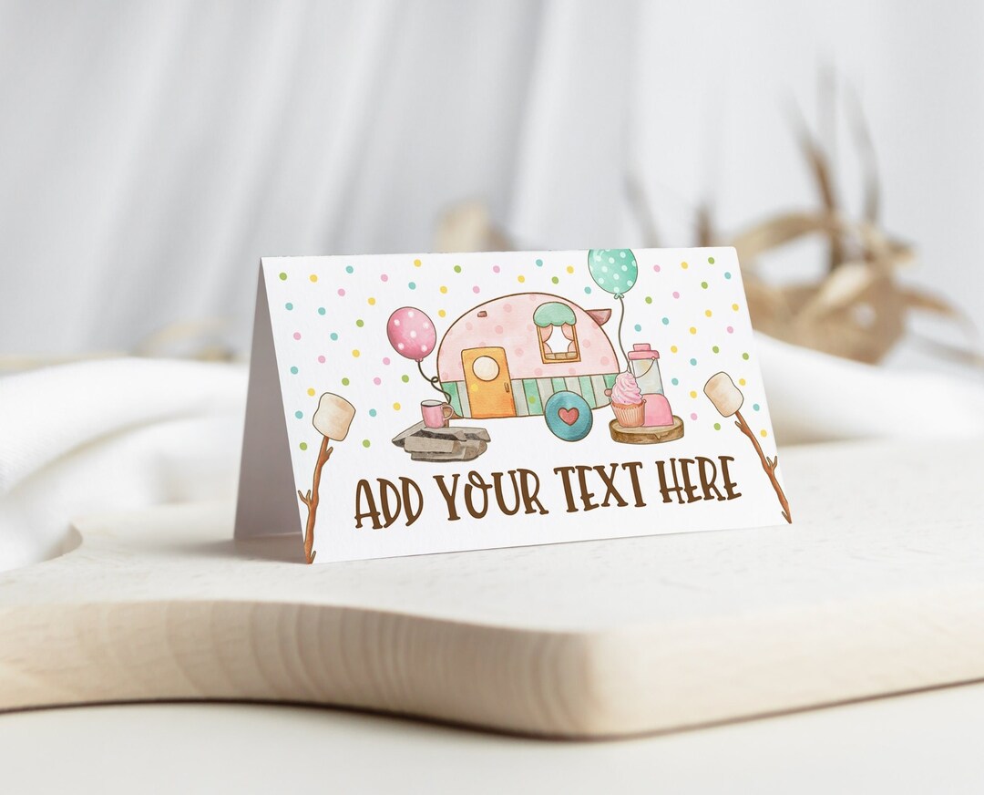 Editable Camping Birthday Food Label, Camping Party Food Tent Card ...