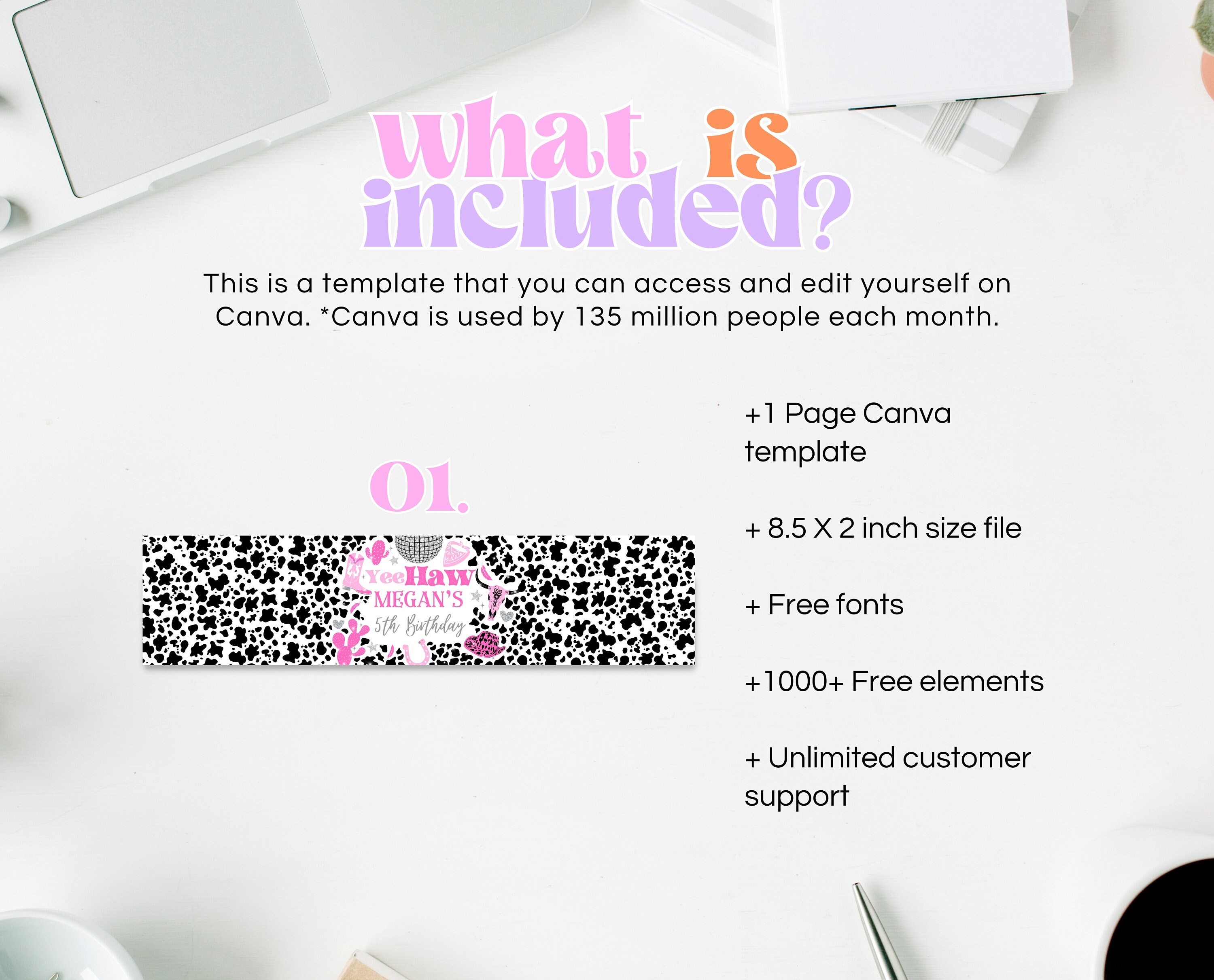 Editable Disco Cowgirl Birthday Water Bottle Label, Pink Disco Cowgirl ...