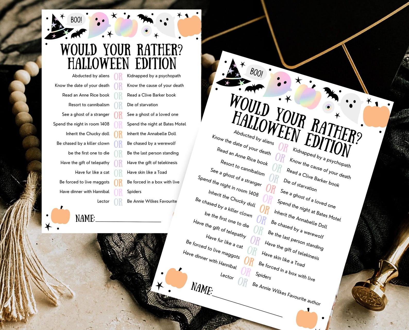 Halloween What Would You Rather Game, Halloween Trivia Game Template ...