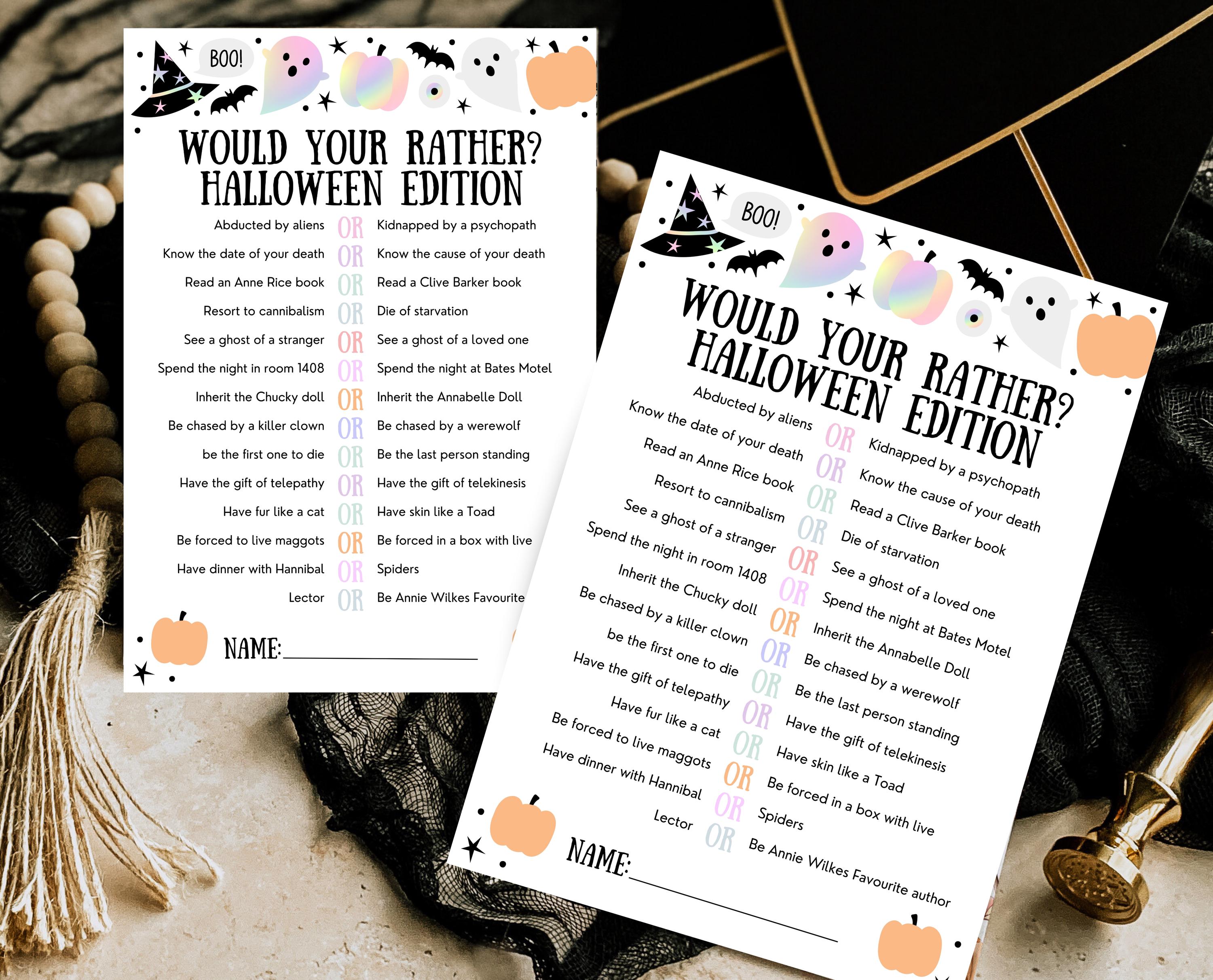Halloween What Would You Rather Game, Halloween Trivia Game Template ...