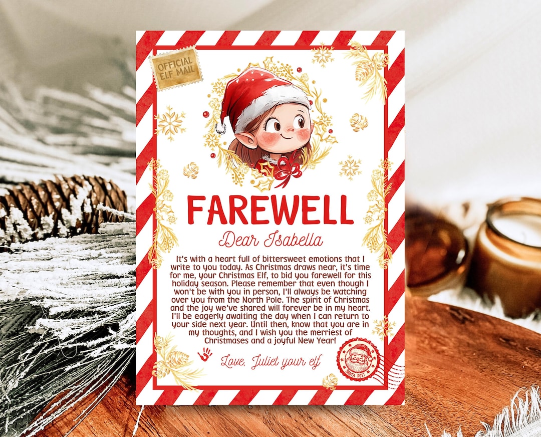 Editable Girl Elf Farewell Letter, Goodbye Elf Letter, Christmas Elf ...