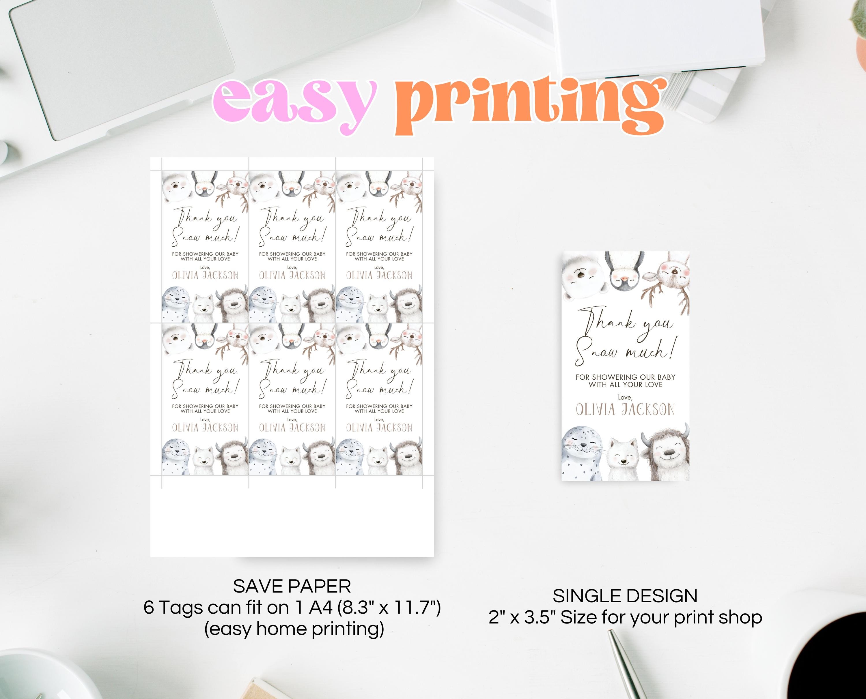Editable Winter Arctic Animals Baby Shower Favor Tag, Winter Baby ...
