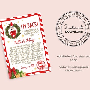 Editable Christmas Girl Elf Arrival Letter for Kids Christmas - Etsy