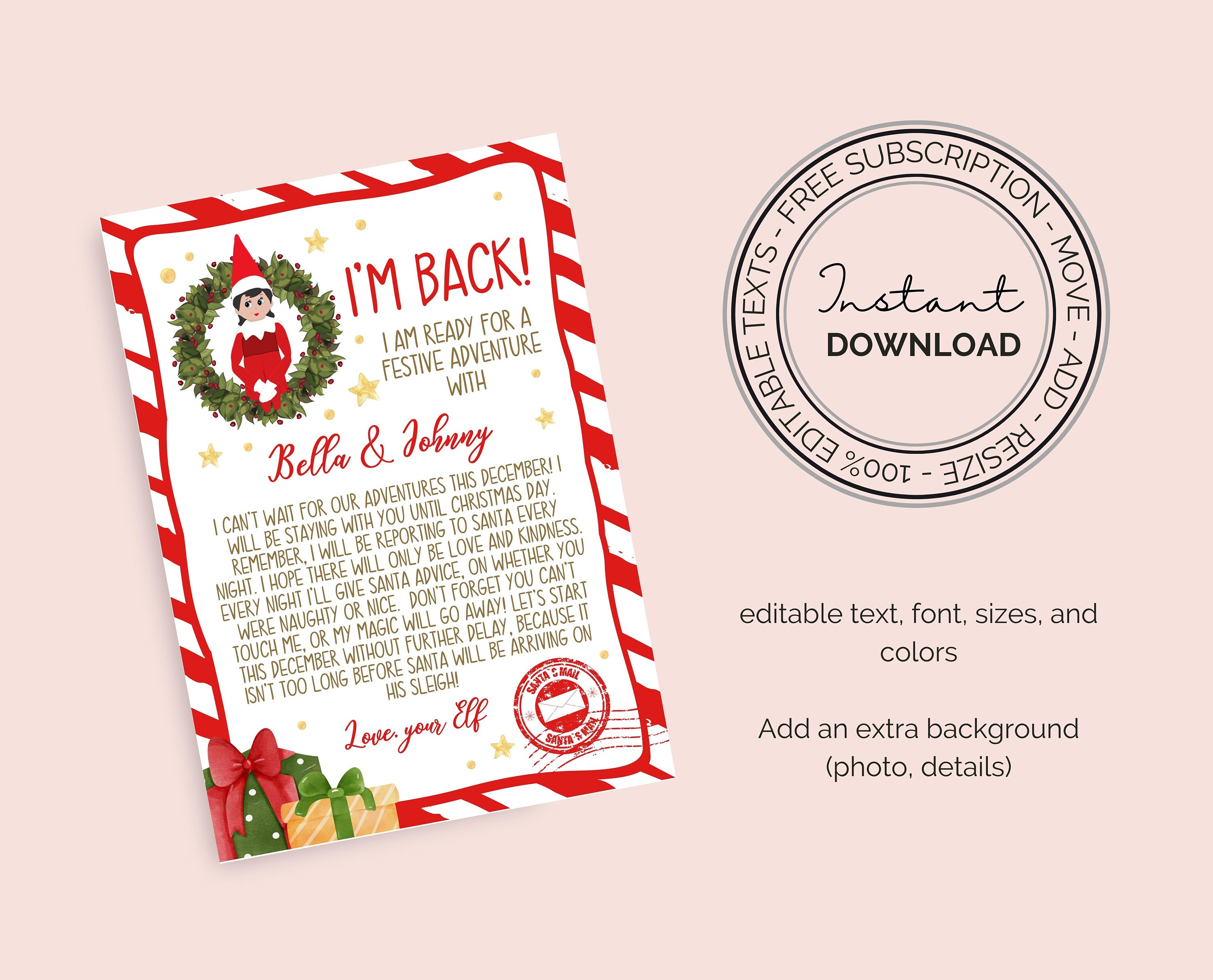 Editable Christmas Girl Elf Arrival Letter for Kids Christmas - Etsy