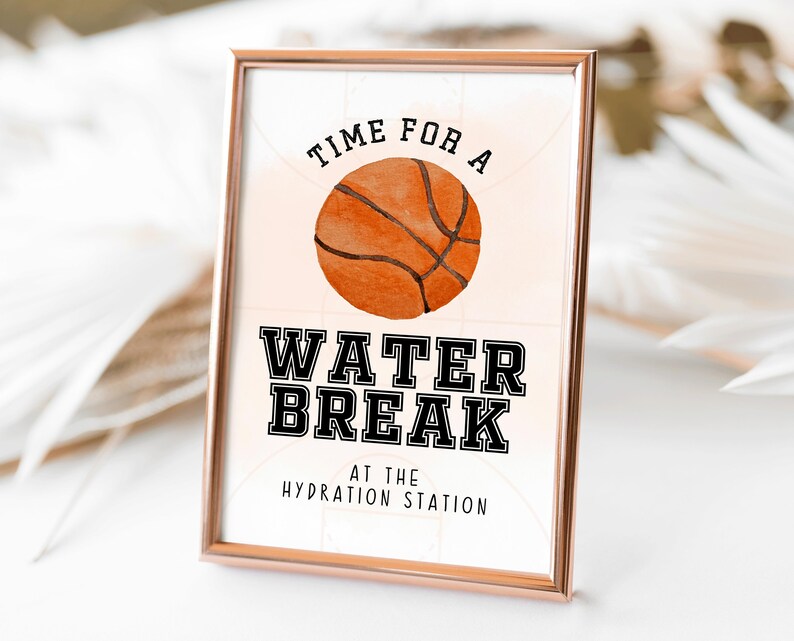 Editable Minimalist Basketball Sign Water Break Basketball - Etsy