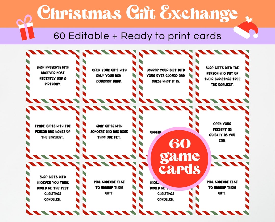 Christmas Gift Exchange Game, Printable Christmas Games, White Elephant ...
