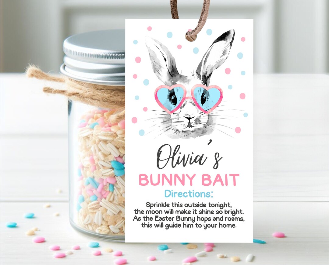 Editable Easter Bunny Bait Tag, Pink Bunny Food Printable, Easter ...