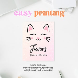 Editable Kitty Cat Birthday Sign Bundle, Kitten Party Sign Bundle, Pink ...
