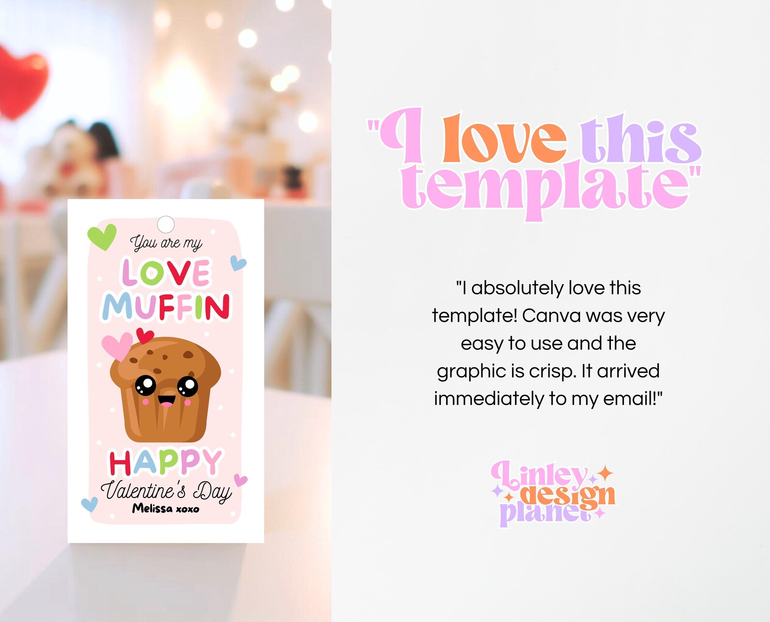 Editable Muffin Valentines Gift Tag, Valentine You Are My Love Muffin ...