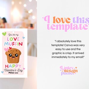 Editable Muffin Valentines Gift Tag, Valentine You Are My Love Muffin ...