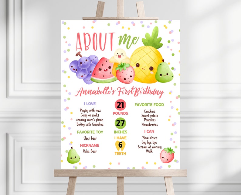 Editable Twotti Frutti Birthday Milestone Sign, Kids Fruit Birthday ...