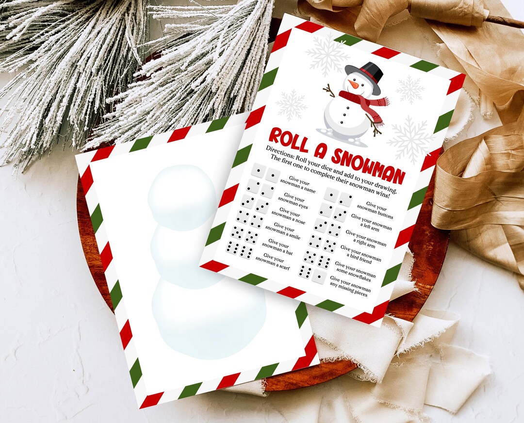 Christmas Roll A Snowman Dice Game, Printable Christmas Dice Game ...
